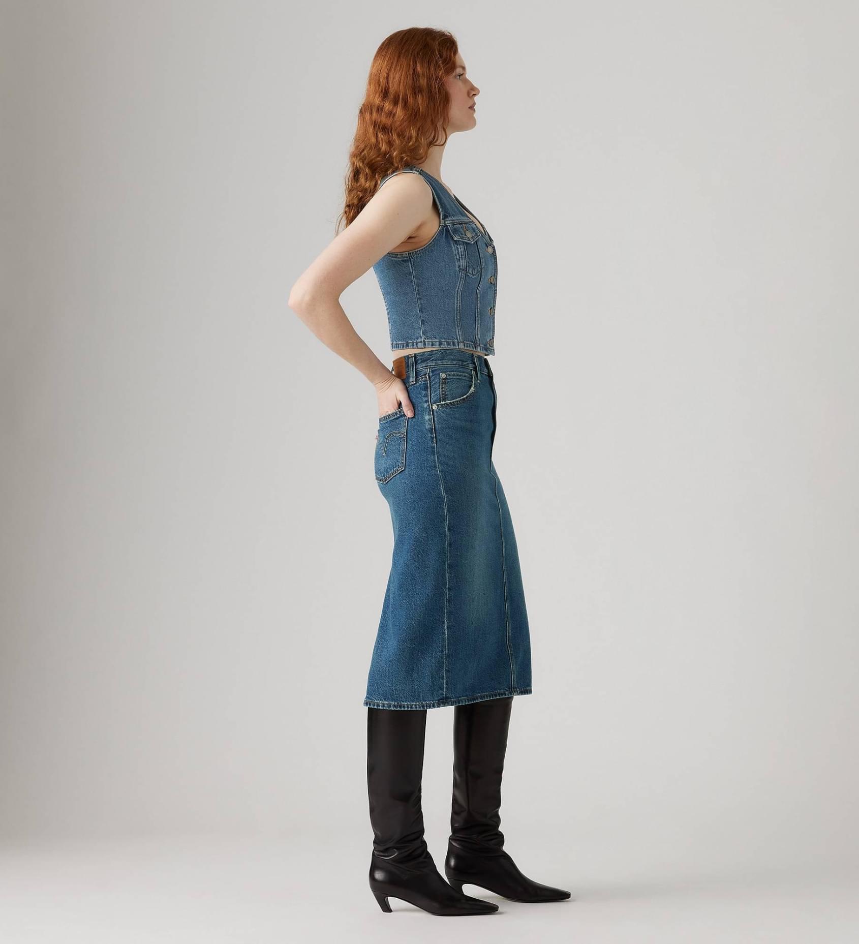 High Rise Back Slit Skirt - Levi's Jeans, Jackets & Clothing