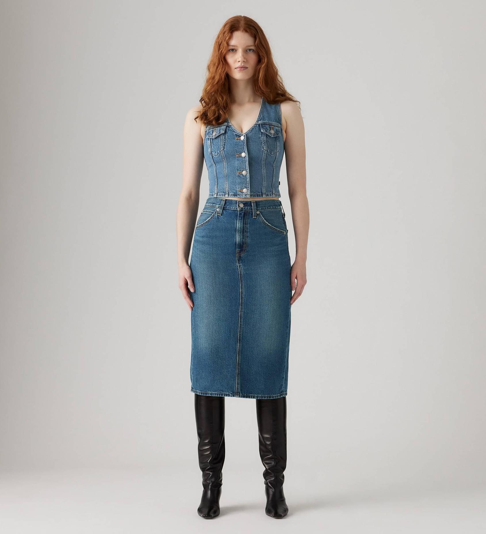 High Rise Back Slit Skirt - Levi's Jeans, Jackets & Clothing