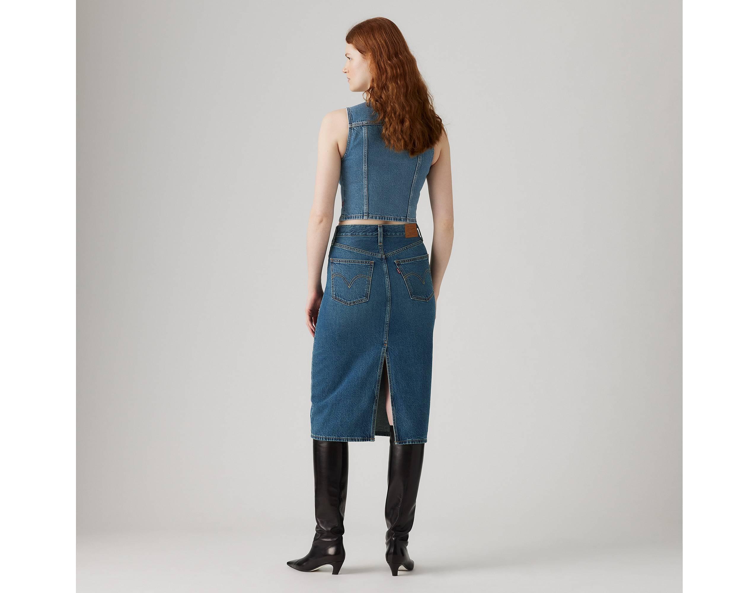 High Rise Back Slit Skirt - Levi's Jeans, Jackets & Clothing