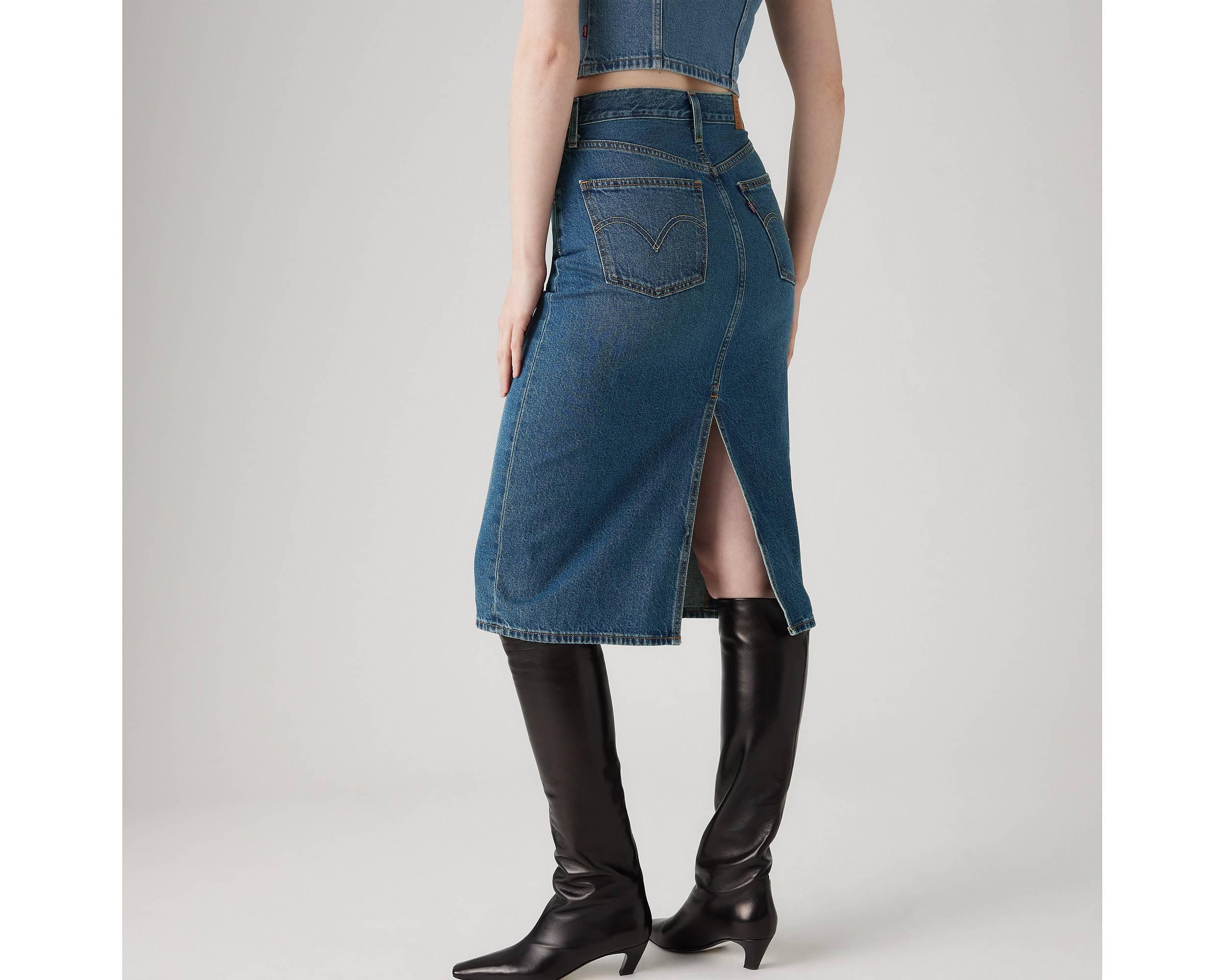 High Rise Back Slit Skirt - Levi's Jeans, Jackets & Clothing